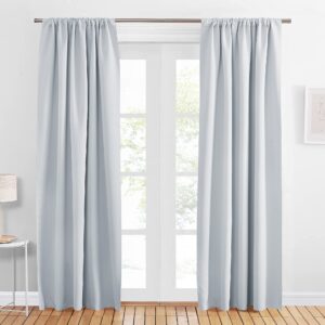 pony dance white window curtains - 42 inch w by 90 l grayish white thermal insulated curtain drapes light filter energy efficient modern design style for home decor, 2 pieces