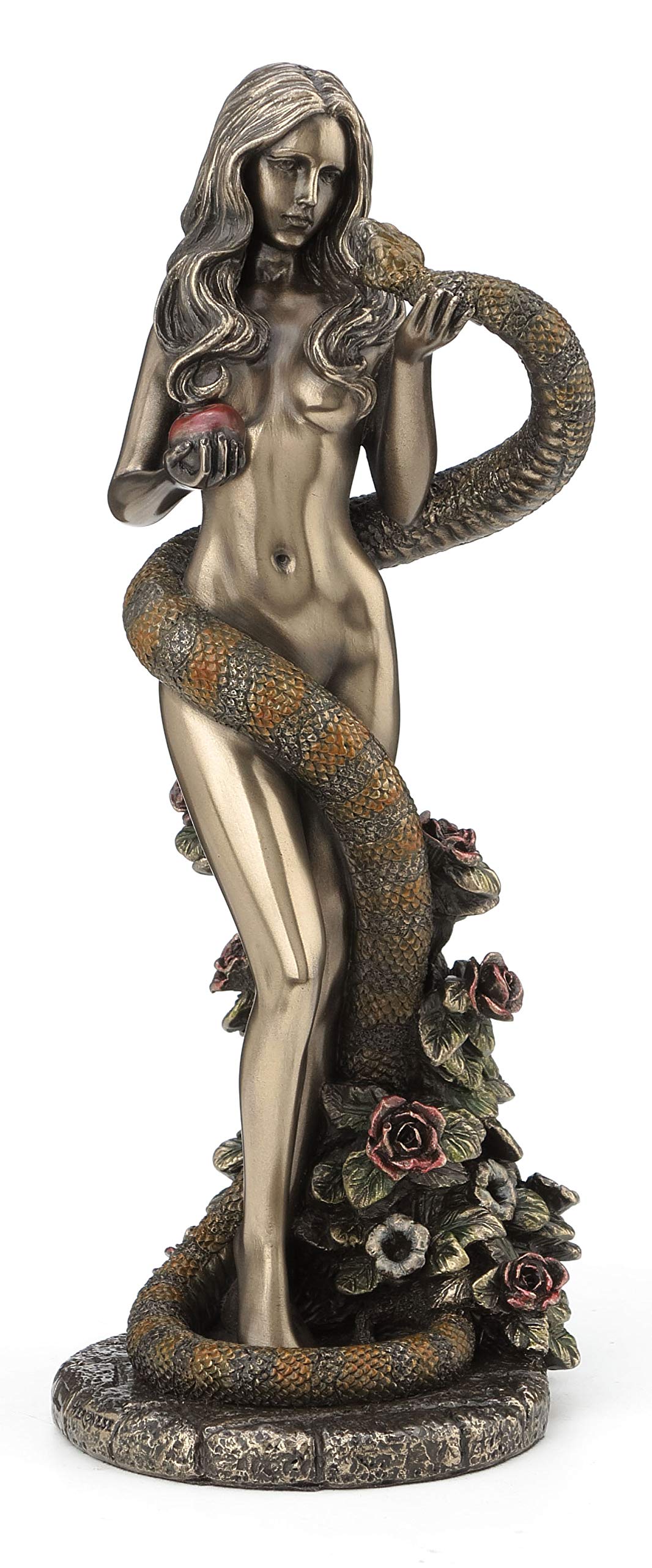 Veronese Design Original Sin by James Ryman Eve Holding Apple with Coiling Serpent Statue