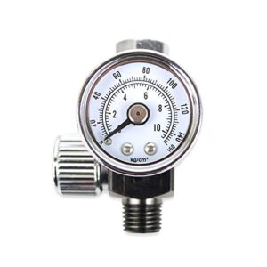 Air Adjusting Regulator Valve with Pressure Gauge for Spray Guns and Air Tools (1/4” NPS) (Analog Pressure Gauge)