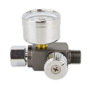 Air Adjusting Regulator Valve with Pressure Gauge for Spray Guns and Air Tools (1/4” NPS) (Analog Pressure Gauge)