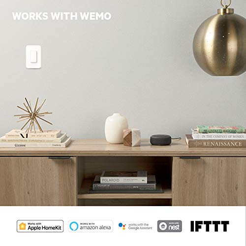 Wemo WLS0403 Wi-Fi Light Switch, 3-Way - Control Lighting from Anywhere, Easy In-Wall Installation, Works with Alexa, Google Assistant and Apple HomeKit