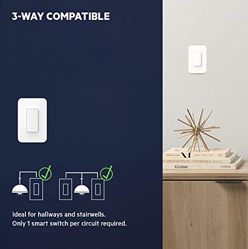 Wemo WLS0403 Wi-Fi Light Switch, 3-Way - Control Lighting from Anywhere, Easy In-Wall Installation, Works with Alexa, Google Assistant and Apple HomeKit