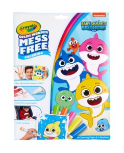 crayola baby shark color wonder pages, mess free coloring for toddlers, toddler coloring activity, travel toy, gift for kids