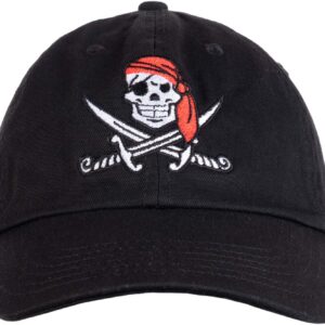 Ann Arbor T-shirt Co. Jolly Roger Pirate Flag | Skull & Crossbones Caribberan Cruise Baseball Boat Cap Dad Hat Black