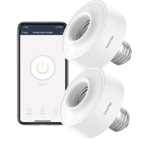 loratap smart wifi bulb socket e26 2 pack wi-fi led light bulb ﻿timer lamp holder adapter, voice control with alexa and google assistant, smart life app control from anywhere by phone, 30w max