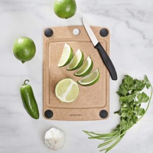 Epicurean All-In-One Cutting Board with Non-Slip Feet and Juice Groove, 10" × 7", Natural/Black