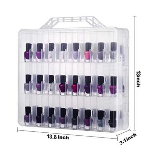 DreamGenius Gel Nail Polish Organizer Case for 48 Bottles, Double Side Holder with Adjustable Dividers, Portable Clear Storage with 2 Nail Separators