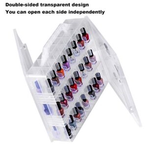 DreamGenius Gel Nail Polish Organizer Case for 48 Bottles, Double Side Holder with Adjustable Dividers, Portable Clear Storage with 2 Nail Separators