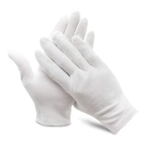 6 pairs soft white cotton gloves for cosmetic moisturizing coin jewelry inspection stretchable lining glove size s-xl (xl)