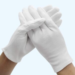 6 Pairs Soft White Cotton Gloves for Cosmetic Moisturizing Coin Jewelry Inspection Stretchable Lining Glove Size S-XL (XL)