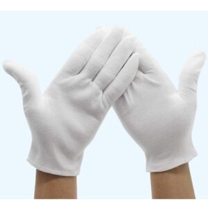 6 Pairs Soft White Cotton Gloves for Cosmetic Moisturizing Coin Jewelry Inspection Stretchable Lining Glove Size S-XL (XL)