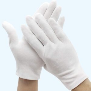 6 Pairs Soft White Cotton Gloves for Cosmetic Moisturizing Coin Jewelry Inspection Stretchable Lining Glove Size S-XL (XL)