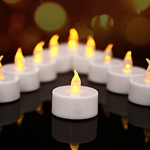 OSHINE 24-Pack Flameless Tea Lights LED Tea Lights Candles,Flickering Tea Candles Battery Included as Halloween Lights,Pumpkin Decoration,Holiday,Garden,Wedding,Party,Décor Warm Yellow