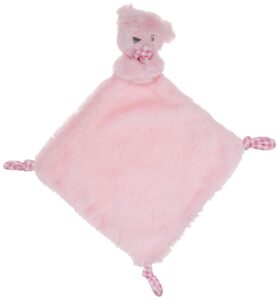 kelly baby pink bear security blanket with rattle polka dot accents