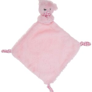 KELLY BABY Pink Bear Security Blanket with Rattle Polka Dot Accents