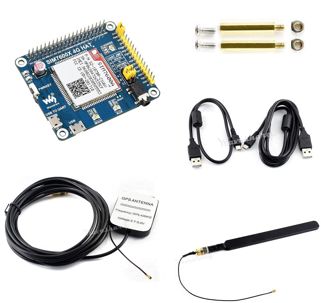 4G / 3G / GNSS HAT Module for Raspberry Pi Zero/Zero W/Zero WH/2B/3B/3B+/4B/Jetson Nano, Based on SIM7600A-H , 4G Communication and GNSS Positioning Module Support LTE CAT4 up to 150Mbps