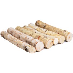 6 pack large birch logs for fireplace unfinished wood crafts diy home decorative burning(logs:2.4"-3.1" dia. x 16" long)