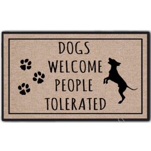 msmr funny door mat dogs welcome people tolerated decorative indoor outdoor custom doormat non-woven fabric home office welcome mat 30" x 18"