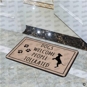 MsMr Funny Door Mat Dogs Welcome People Tolerated Decorative Indoor Outdoor Custom Doormat Non-Woven Fabric Home Office Welcome Mat 30" x 18"