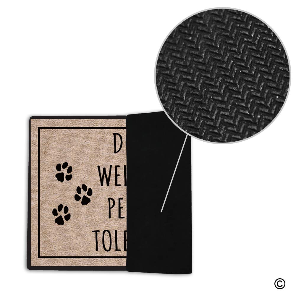 MsMr Funny Door Mat Dogs Welcome People Tolerated Decorative Indoor Outdoor Custom Doormat Non-Woven Fabric Home Office Welcome Mat 30" x 18"