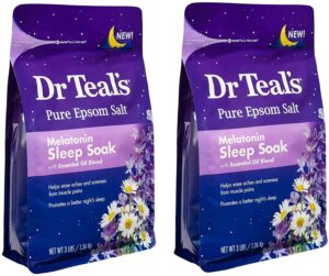 dr. teal's melatonin sleep soak with essential oil blend pure epsom salt soaking solution 3lbs pack of 2