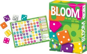 gamewright - bloom - the colorful wild flower roll and write dice game, 5"