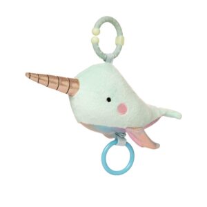 manhattan toy under the sea narwhal baby teether & travel pull toy