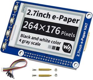 2.7inch e-ink display hat,264x176 pixel black,white two-color 3.3v/5v e-paper screen lcd for raspberry pi 4b/3b+/3b/2b/zero/zero w/zero wh and jetson nano spi interface support full refresh