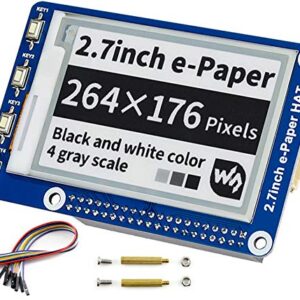 2.7inch E-Ink Display HAT,264x176 Pixel Black,White Two-Color 3.3V/5V E-Paper Screen LCD for Raspberry Pi 4B/3B+/3B/2B/Zero/Zero W/Zero WH and Jetson Nano SPI Interface Support Full Refresh