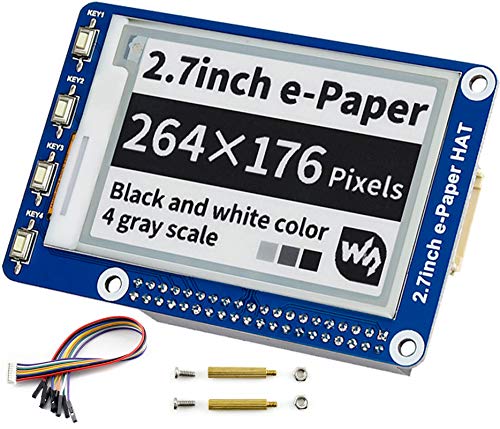 2.7inch E-Ink Display HAT,264x176 Pixel Black,White Two-Color 3.3V/5V E-Paper Screen LCD for Raspberry Pi 4B/3B+/3B/2B/Zero/Zero W/Zero WH and Jetson Nano SPI Interface Support Full Refresh