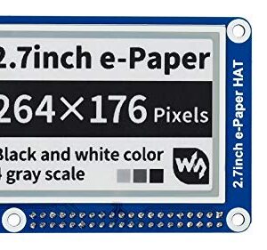 2.7inch E-Ink Display HAT,264x176 Pixel Black,White Two-Color 3.3V/5V E-Paper Screen LCD for Raspberry Pi 4B/3B+/3B/2B/Zero/Zero W/Zero WH and Jetson Nano SPI Interface Support Full Refresh