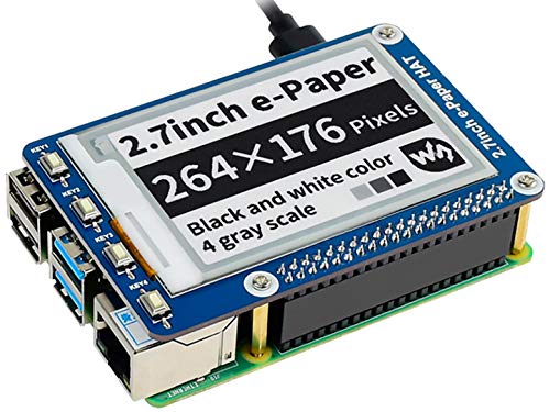 2.7inch E-Ink Display HAT,264x176 Pixel Black,White Two-Color 3.3V/5V E-Paper Screen LCD for Raspberry Pi 4B/3B+/3B/2B/Zero/Zero W/Zero WH and Jetson Nano SPI Interface Support Full Refresh