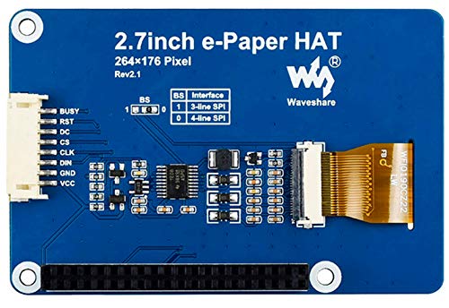 2.7inch E-Ink Display HAT,264x176 Pixel Black,White Two-Color 3.3V/5V E-Paper Screen LCD for Raspberry Pi 4B/3B+/3B/2B/Zero/Zero W/Zero WH and Jetson Nano SPI Interface Support Full Refresh