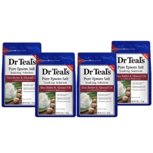 dr. teal's shea butter & almond oil bath soak gift set (4 pack, 3lbs ea.) - soften and moisturize formula blended with pure epsom salt & almond oil - treat your skin, relieve stress and sore muscles