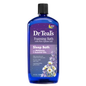 dr. teal's melatonin nighttime sleep bath (1 bottle, 34oz) - lavender & chamomile essence blended with pure epsom salt