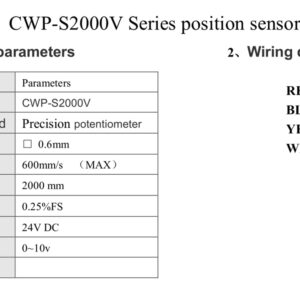 CALT CWP-S2000V 2000mm Draw Wire Encoder 24Vdc Supply 0-10V Output