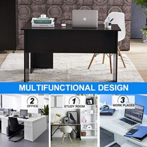 MCombo Office L Shaped Desk, Computer Gaming Desk Small Corner Writing Desk, Work PC Gamer Wood Farmhouse Desk Black