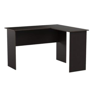 MCombo Office L Shaped Desk, Computer Gaming Desk Small Corner Writing Desk, Work PC Gamer Wood Farmhouse Desk Black