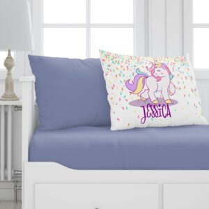 Personalize It (Confetti Unicorn, Standard) Pillowcase for Girls and Ladies Pink Rainbow Pride Birthday Gift Sleepover Party Friend Idea