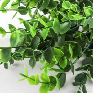 CEWOR 8pcs Artificial Greenery Plants Outdoor UV Resistant Fake Plastic Boxwood Shrubs Grass Stems for Home Wedding Courtyard Indoor and Outside Garden Porch Patio Window Box Farmhouse Decoration