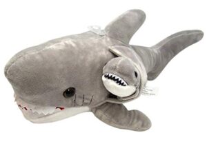 soft plush shark with pouch and mini pup, 16 inches