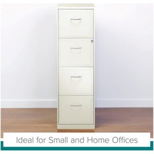 Scranton & Co 18" Deep Light Duty 4 Drawer Metal Letter File Cabinet in Pearl White, Pre-Assembled