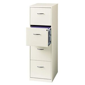 Scranton & Co 18" Deep Light Duty 4 Drawer Metal Letter File Cabinet in Pearl White, Pre-Assembled