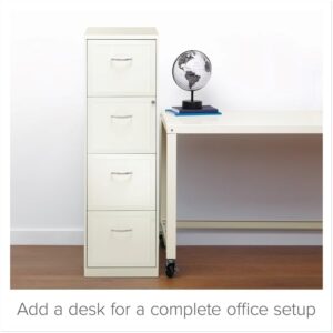 Scranton & Co 18" Deep Light Duty 4 Drawer Metal Letter File Cabinet in Pearl White, Pre-Assembled