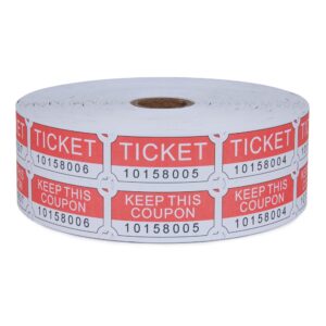 l liked 2000 raffle tickets double roll 50/50 lottery ticket for events, entry, class reward, fundraiser & prizes (red)