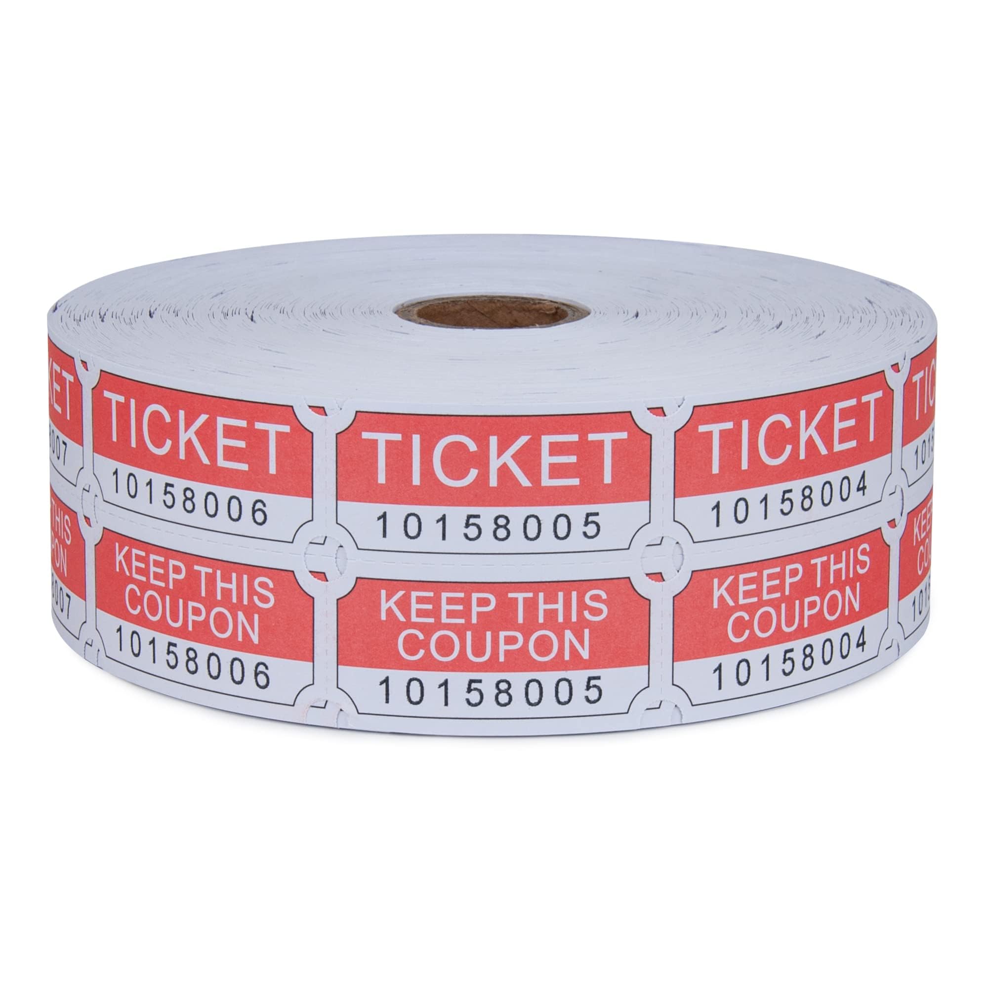 L LIKED 2000 Raffle Tickets Double Roll 50/50 Lottery Ticket for Events, Entry, Class Reward, Fundraiser & Prizes (Red)