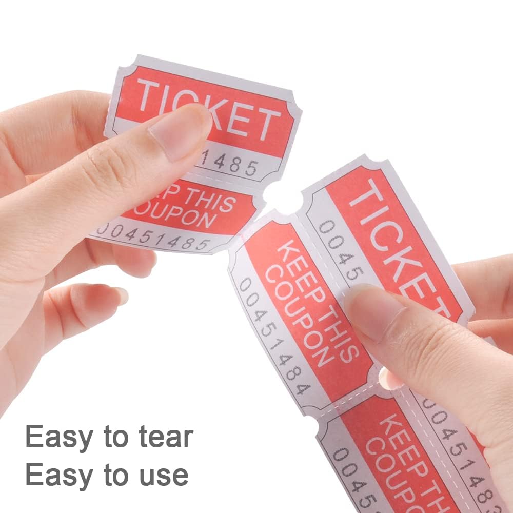 L LIKED 2000 Raffle Tickets Double Roll 50/50 Lottery Ticket for Events, Entry, Class Reward, Fundraiser & Prizes (Red)