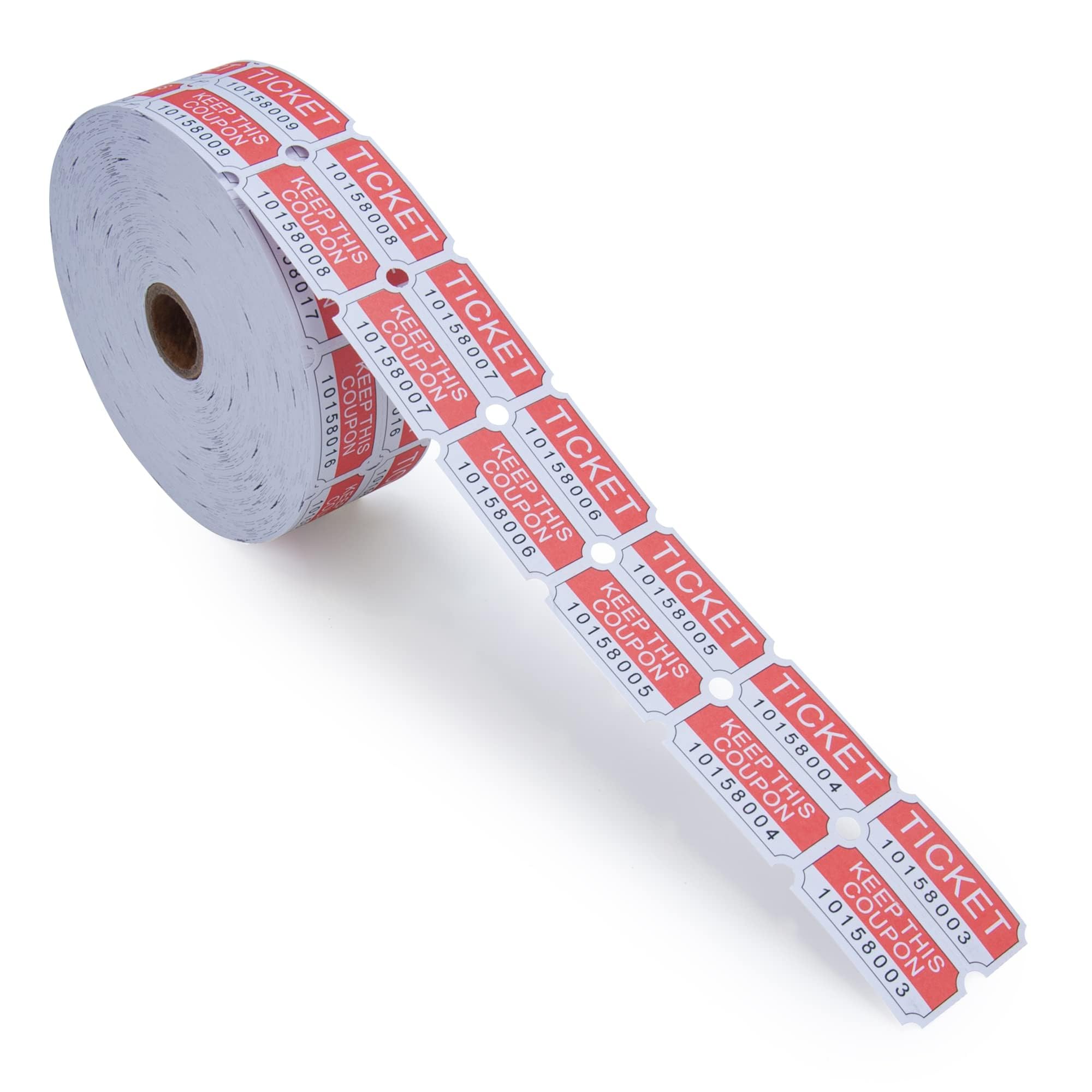 L LIKED 2000 Raffle Tickets Double Roll 50/50 Lottery Ticket for Events, Entry, Class Reward, Fundraiser & Prizes (Red)