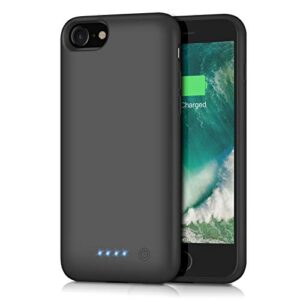 xooparc battery case for iphone 8/7, [6000mah] upgraded charging case protective portable charger case rechargeable extended battery pack for apple iphone 7/8(4.7') backup power bank cover (black)