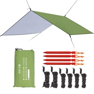 esup 10 x 10 ft hammock rain fly lightweight windproof tent tarp, 210t ripstop nylon material, camping, hiking essential gear, (green)